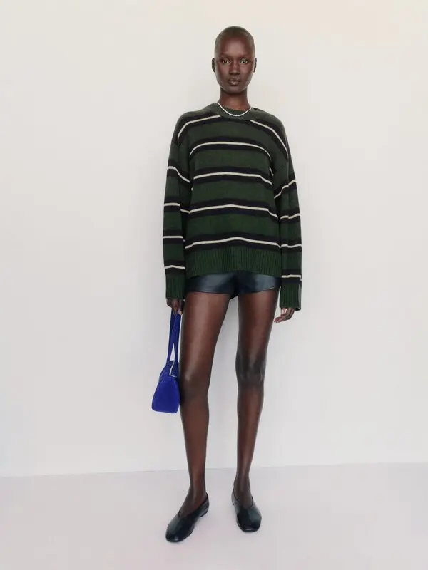REFORMATION Cove Cashmere Oversized Crew Sweater - Green