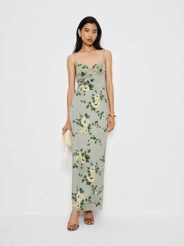 REFORMATION Sathia Satin Dress - Green
