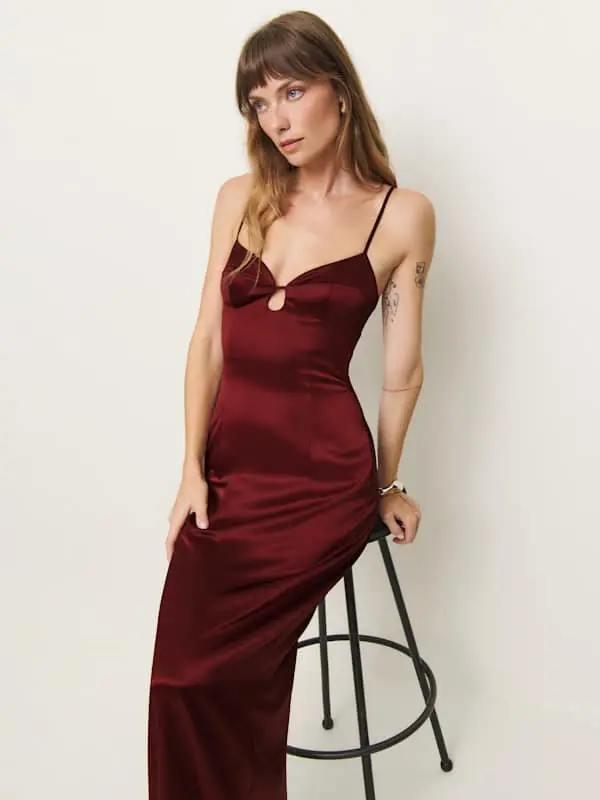 REFORMATION Sathia Satin Dress - Red