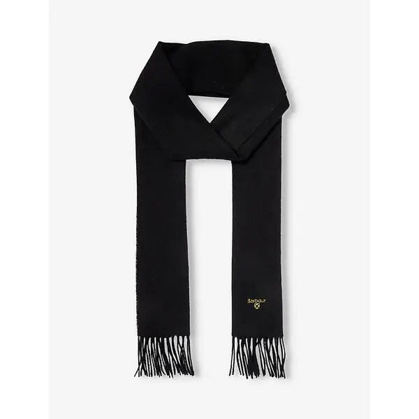 Barbour Brushed-texture Tasselled-trim Wool Scarf - Black