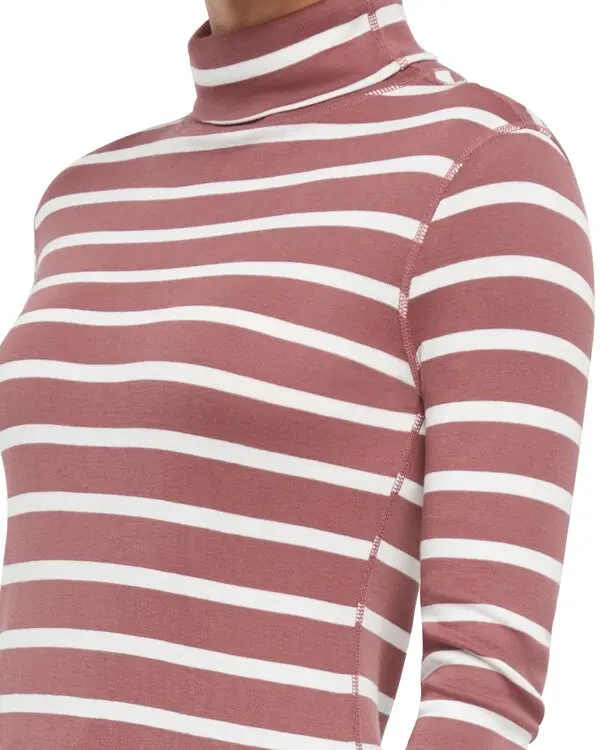Three Dots Striped Turtleneck Long Sleeve Tee