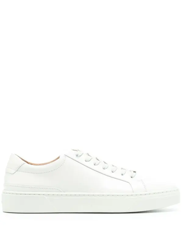 BOSS Logo-plaque Leather Sneakers - White