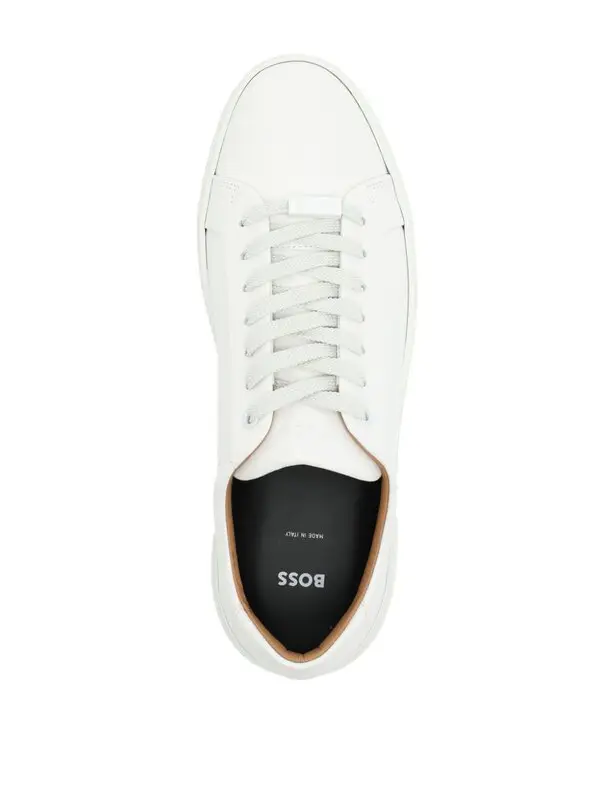 BOSS Logo-plaque Leather Sneakers - White