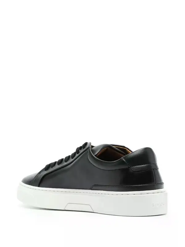 BOSS Logo-plaque Leather Sneakers - Black