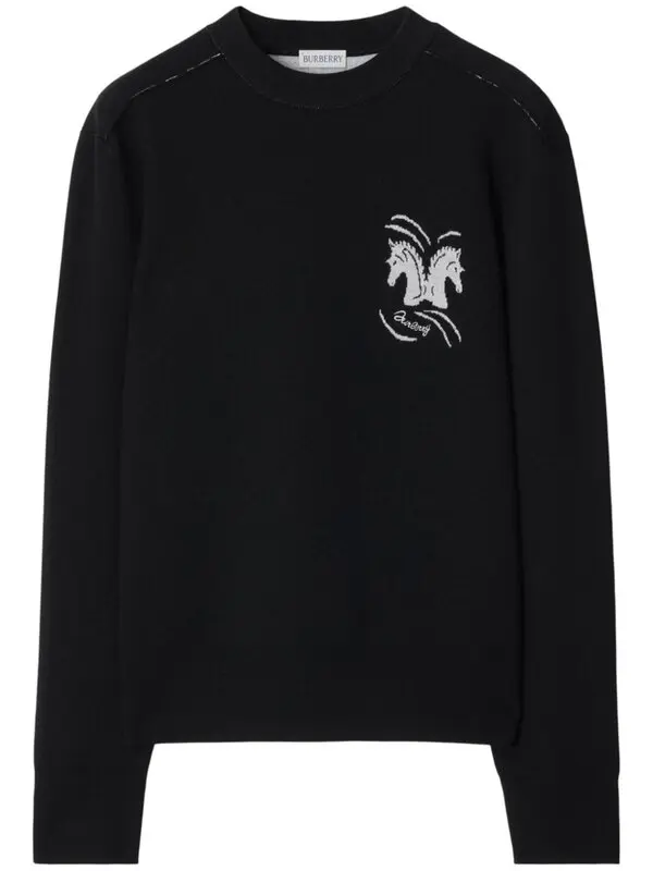 Burberry Mirrored Horse Knit Jumper - Black