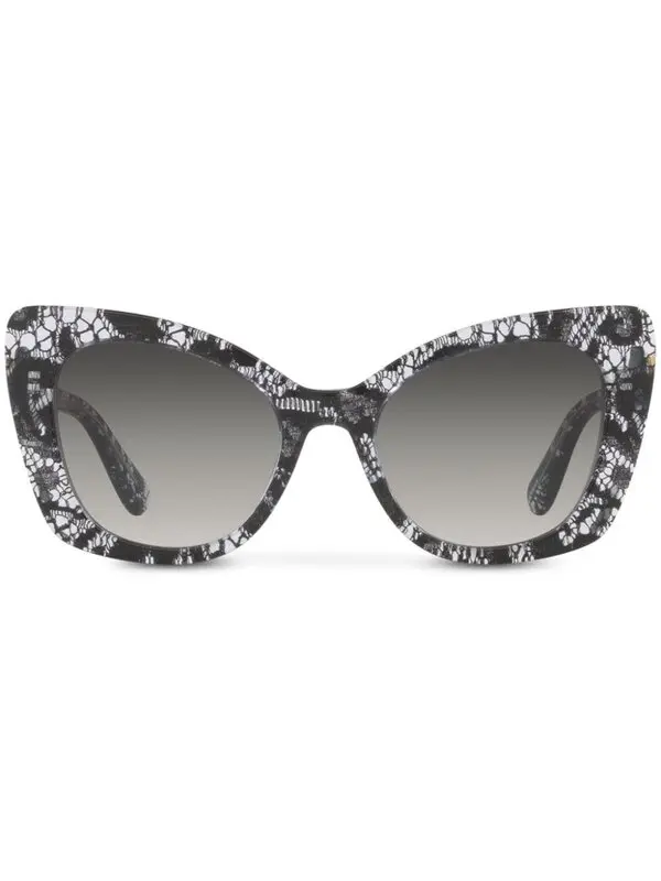 Dolce & Gabbana Lace-print Cat-eye Sunglasses - Black