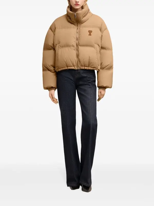 AMI Paris Logo-print Puffed Jacket - Neutrals
