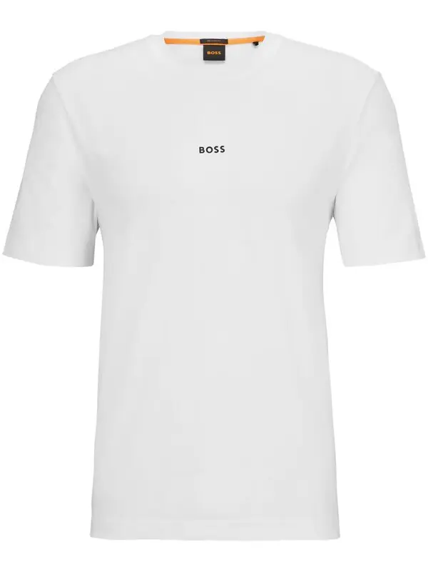 BOSS Logo-print Crew-neck Cotton T-shirt - White