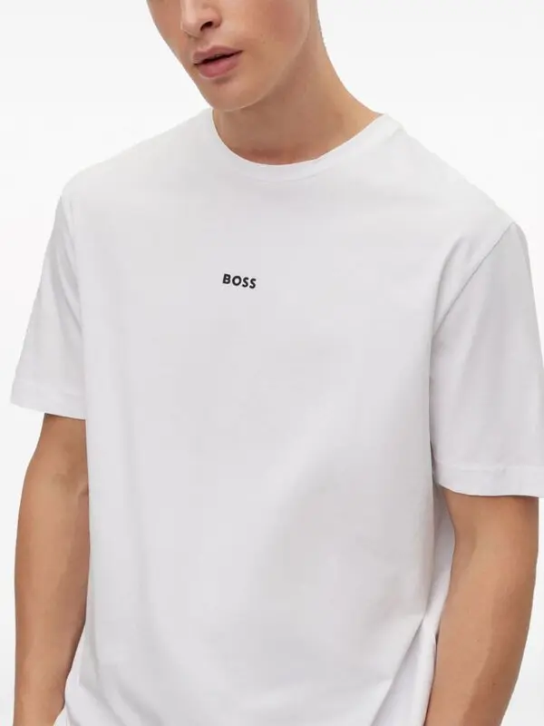 BOSS Logo-print Crew-neck Cotton T-shirt - White