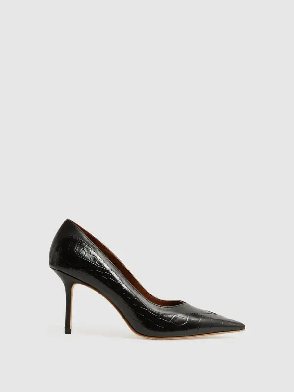 REISS Gwyneth Leather Court Shoes