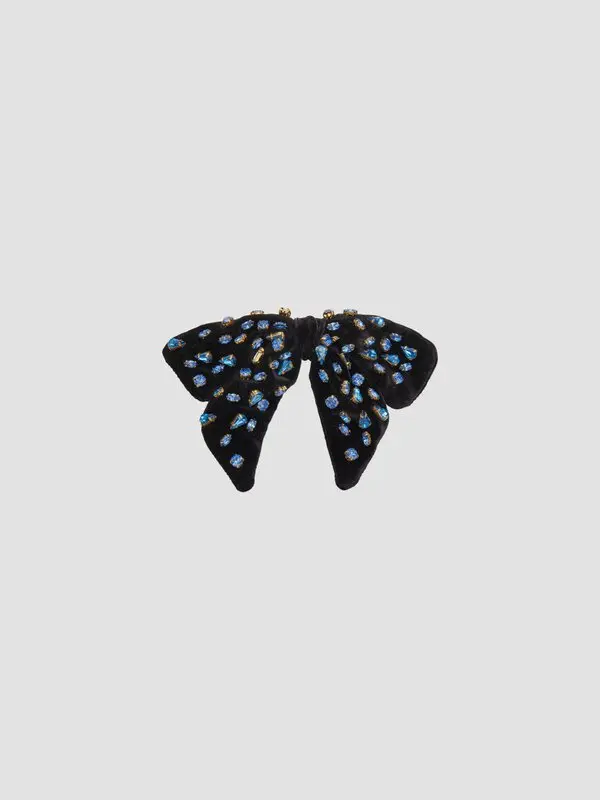 Lele Sadoughi Candy Oversized Velvet & Crystal Bow Barrette - Jet