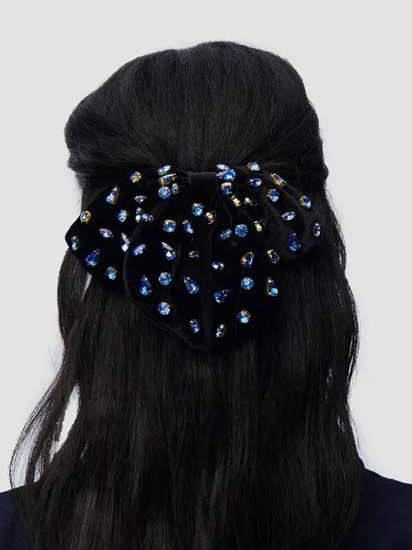 Lele Sadoughi Candy Oversized Velvet & Crystal Bow Barrette