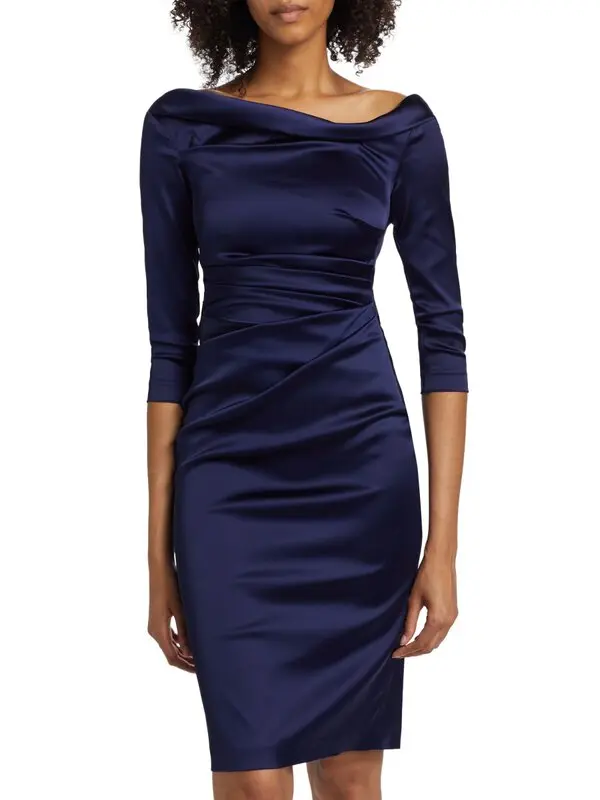 Talbot Runhof Satin Duchesse Sheath Dress