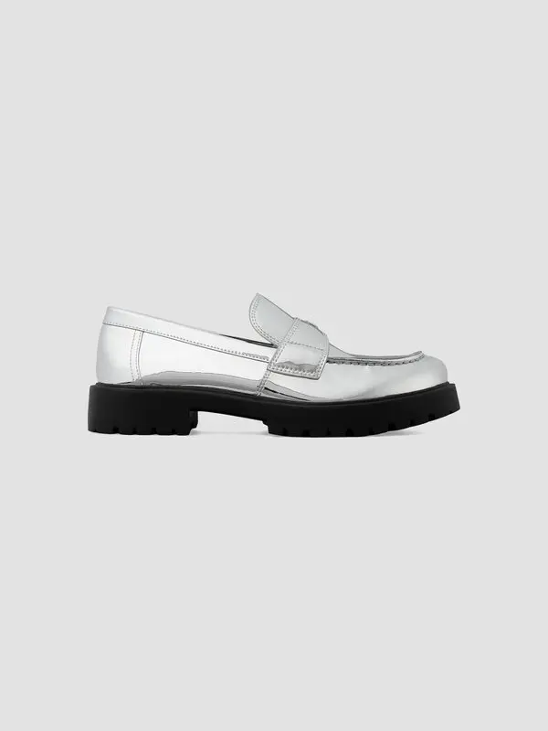 Tory Burch Lug-sole Leather Loafers - Silver