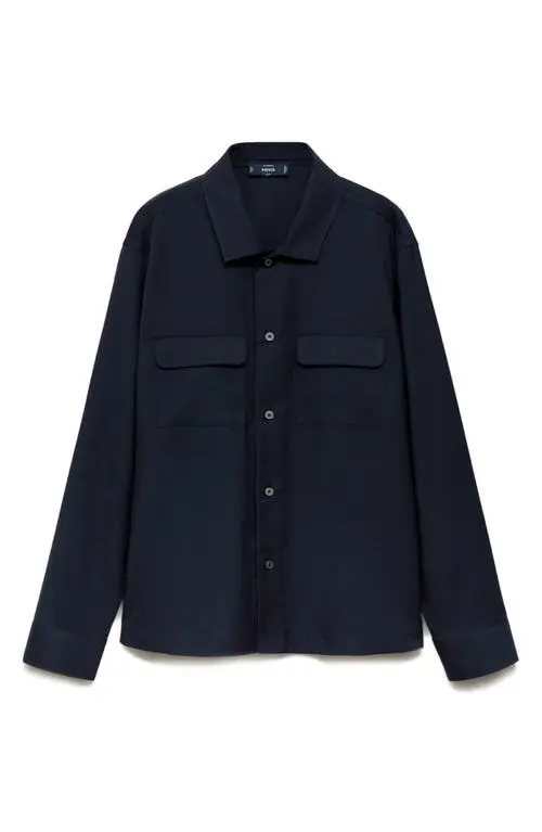 Mango Pocket Slim Fit Overshirt - Dark Navy