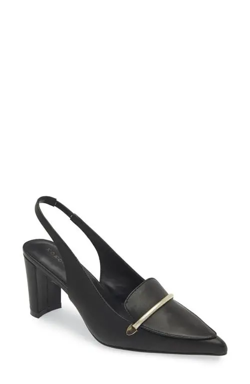 KOKO + PALENKI Parisa Slingback Loafer Pumps - Black Leather