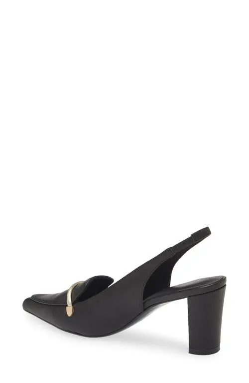 KOKO + PALENKI Parisa Slingback Loafer Pumps - Black Leather