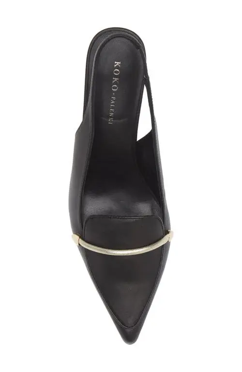 KOKO + PALENKI Parisa Slingback Loafer Pumps - Black Leather
