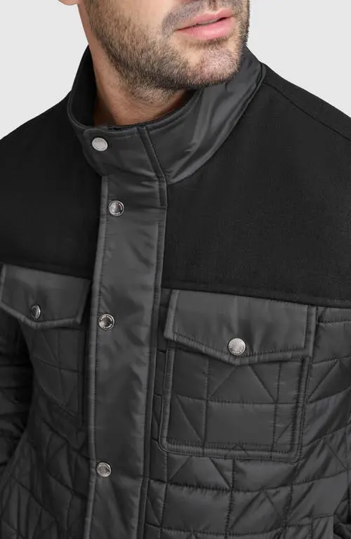 Cole Haan Mixed Media Quilted Jacket - Black