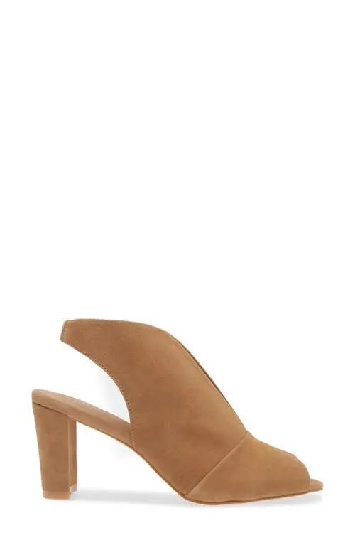 KOKO + PALENKI Ankle Strap Peep Toe Sandal - Latte Suede