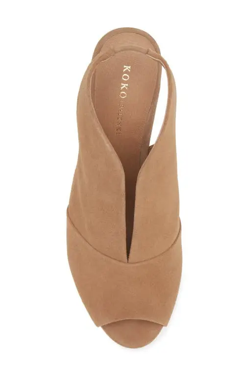 KOKO + PALENKI Ankle Strap Peep Toe Sandal - Latte Suede
