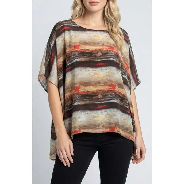 APNY Print Dolman Sleeve Top - Brown Multi