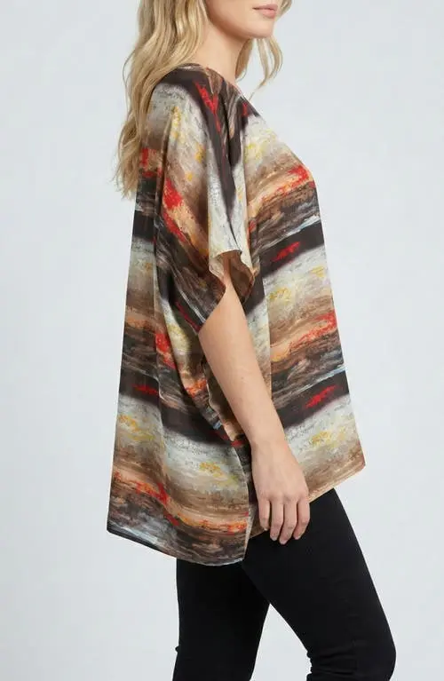 APNY Print Dolman Sleeve Top - Brown Multi