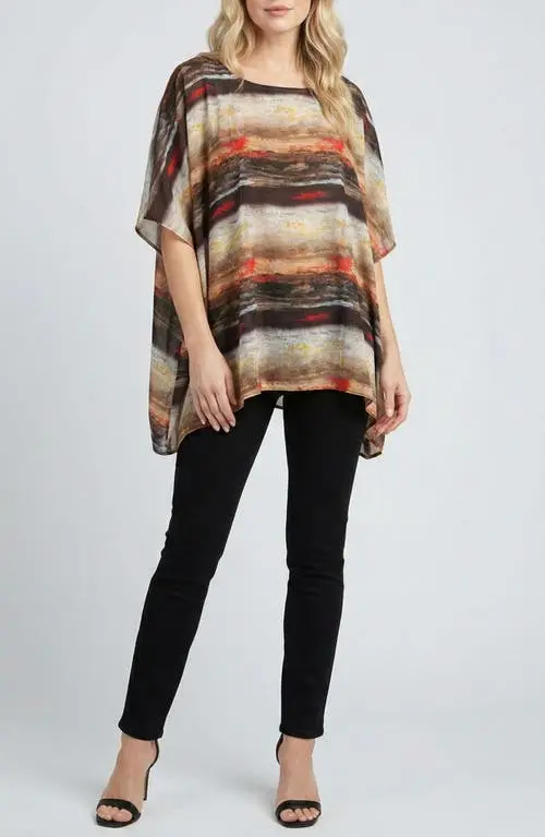 APNY Print Dolman Sleeve Top - Brown Multi