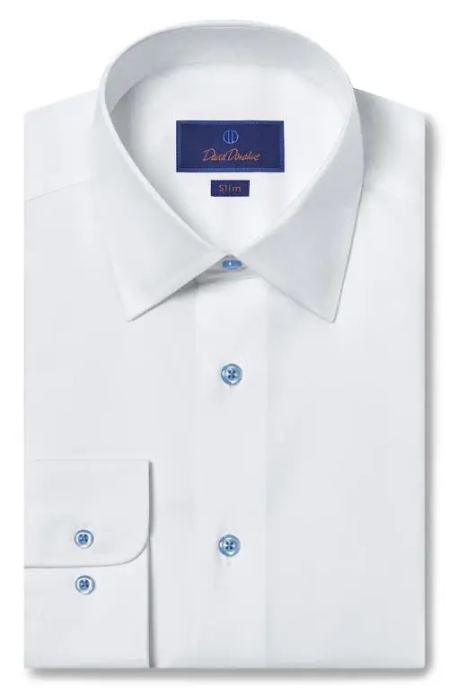David Donahue Slim Fit Cotton Dress Shirt - White