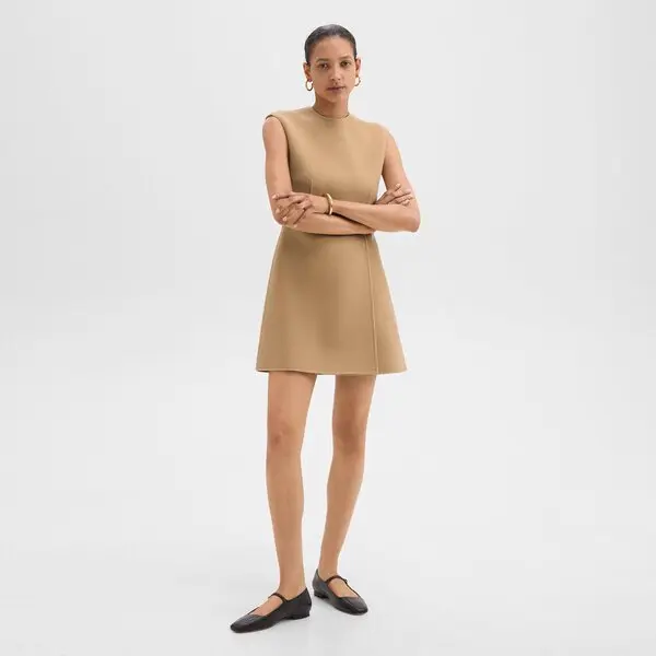 Theory Mini Wrap Dress In Double-face Wool-cashmere