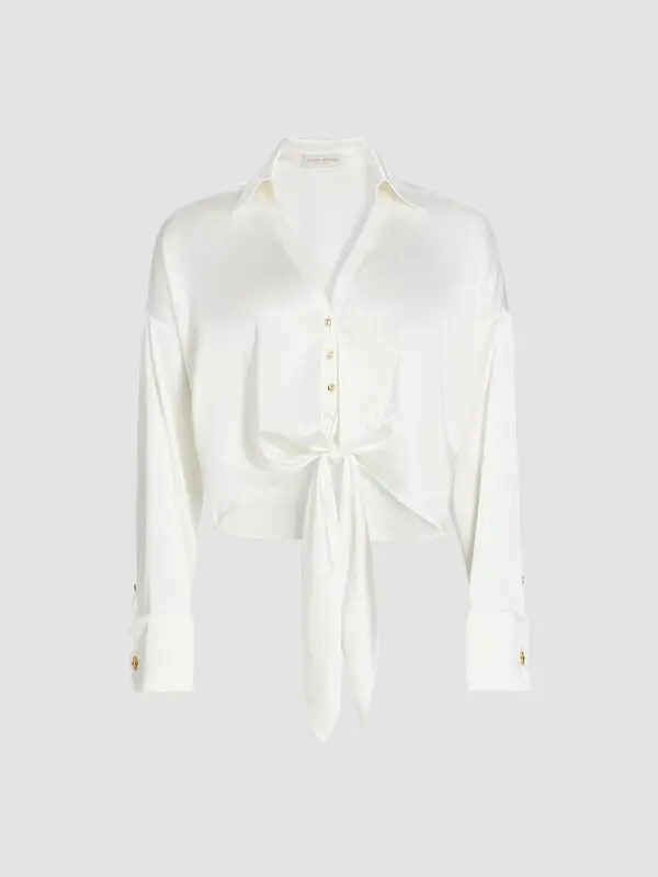 Ramy Brook Farrah Silk Tie-front Shirt - Ivory