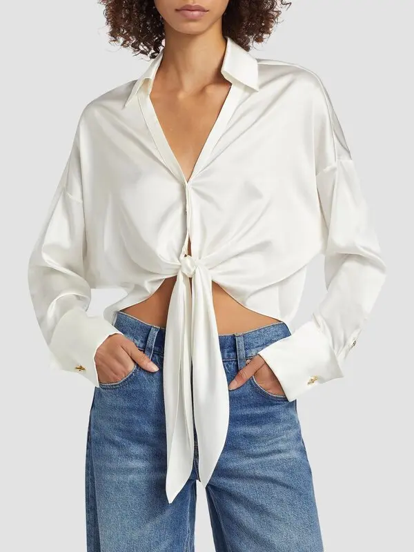 Ramy Brook Farrah Silk Tie-front Shirt