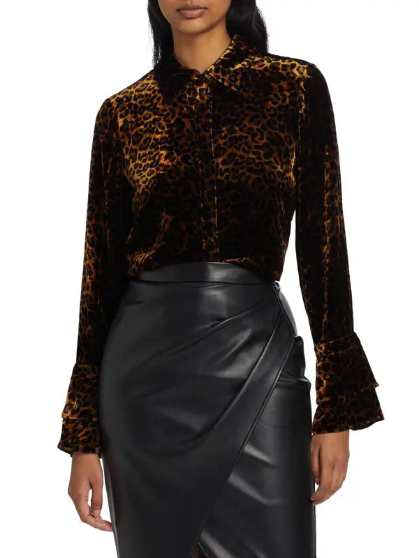 Elie Tahari Heritage The Fiora Leopard Top