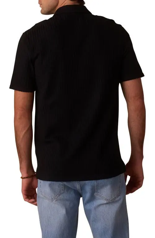 THE NORMAL BRAND Getaway Short Sleeve Knit Button-up Shirt - Black