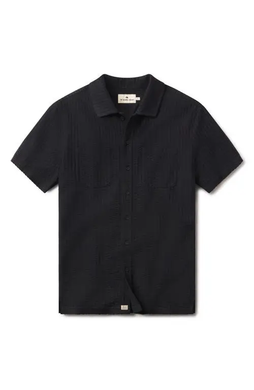 THE NORMAL BRAND Getaway Short Sleeve Knit Button-up Shirt - Black