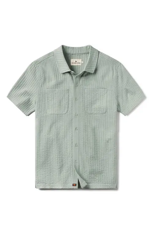 THE NORMAL BRAND Getaway Short Sleeve Knit Button-up Shirt - Juniper