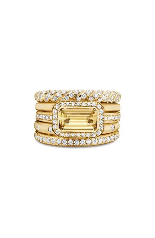 David Yurman Stax Champagne Citrine & Diamond Statement Ring - Yellow Gold/citrine