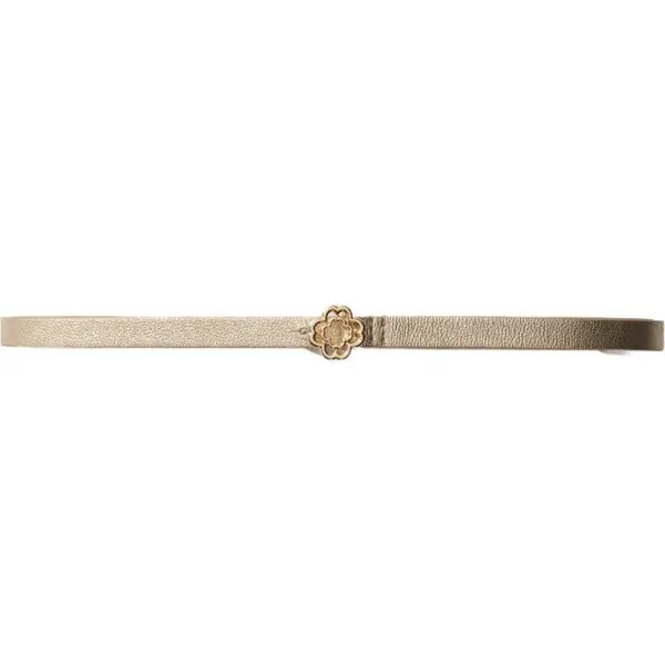 Maje Slim Belt With Clover Buckle - Light Gold