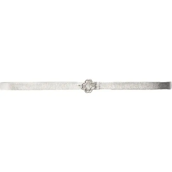 Maje Slim Belt With Clover Buckle - Silver