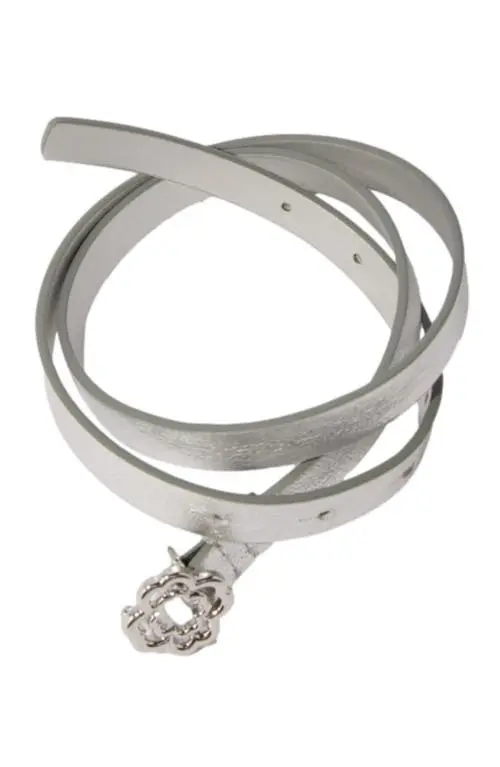 Maje Slim Belt With Clover Buckle - Silver