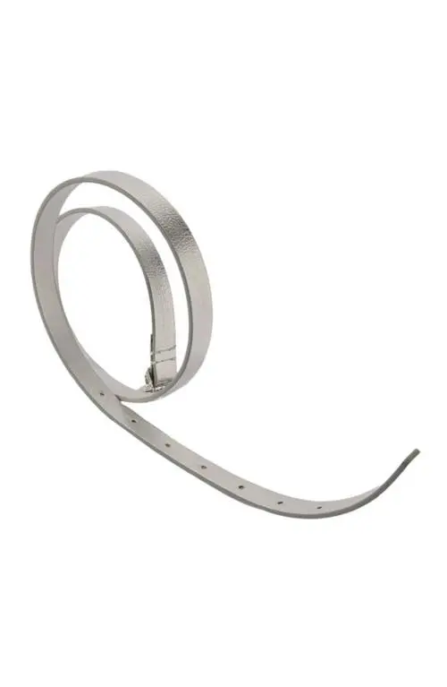 Maje Slim Belt With Clover Buckle - Silver