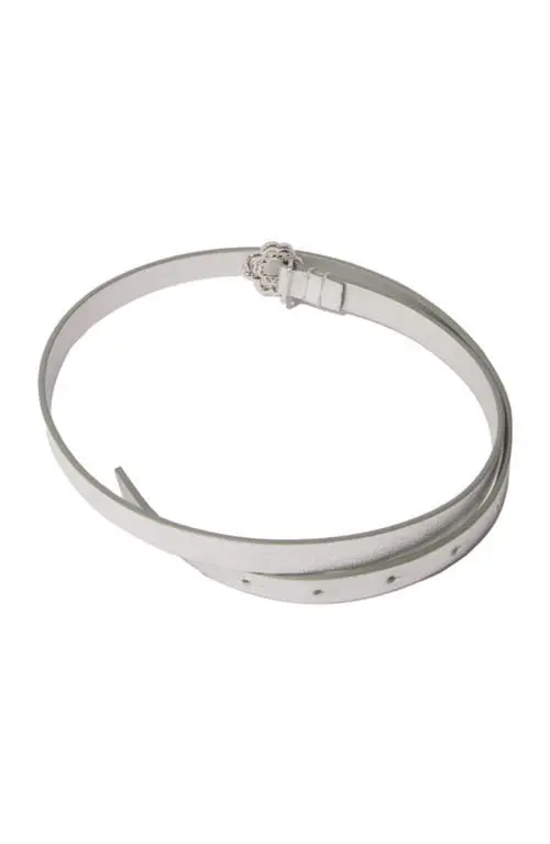 Maje Slim Belt With Clover Buckle - Silver