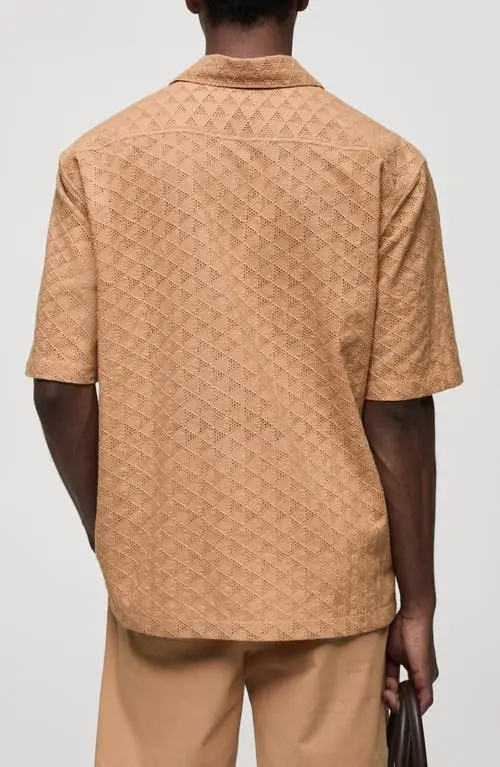 Mango Short Sleeve Cotton Button-up Shirt