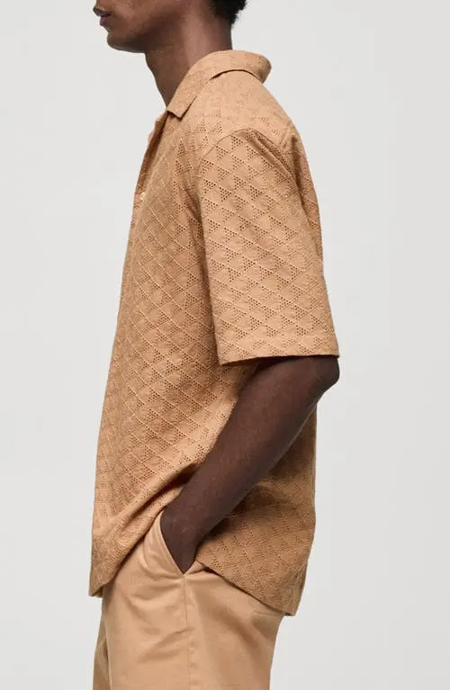 Mango Short Sleeve Cotton Button-up Shirt