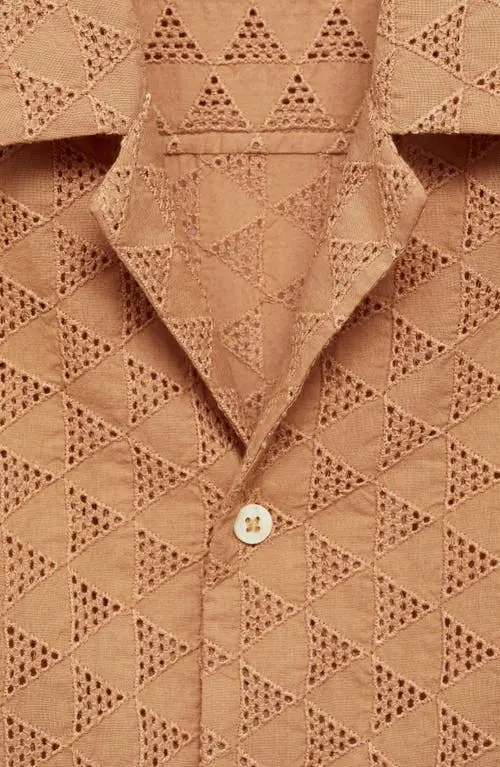Mango Short Sleeve Cotton Button-up Shirt