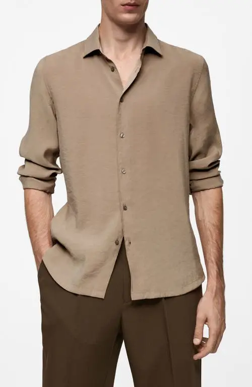 Mango Regular Fit Button-up Shirt - Medium Brown