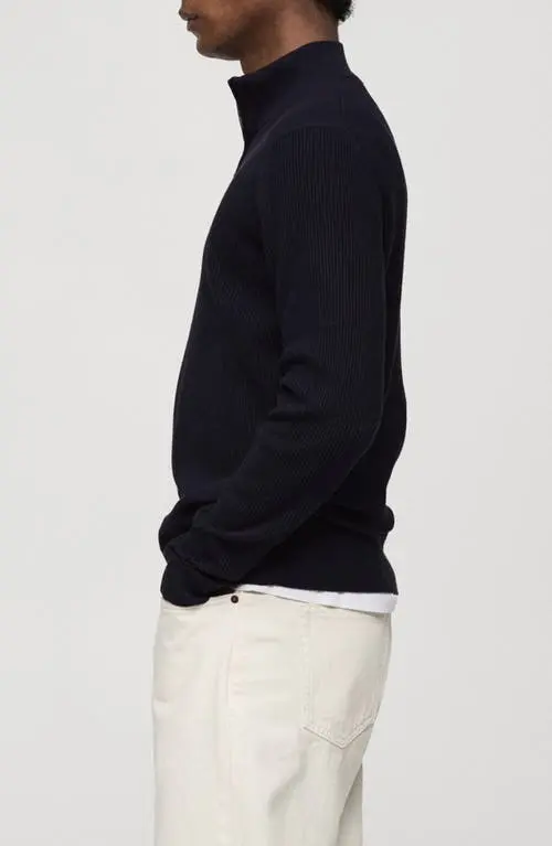 Mango Perkins Half-zip Sweater - Dark Navy