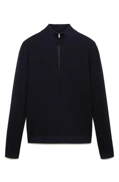 Mango Perkins Half-zip Sweater - Dark Navy