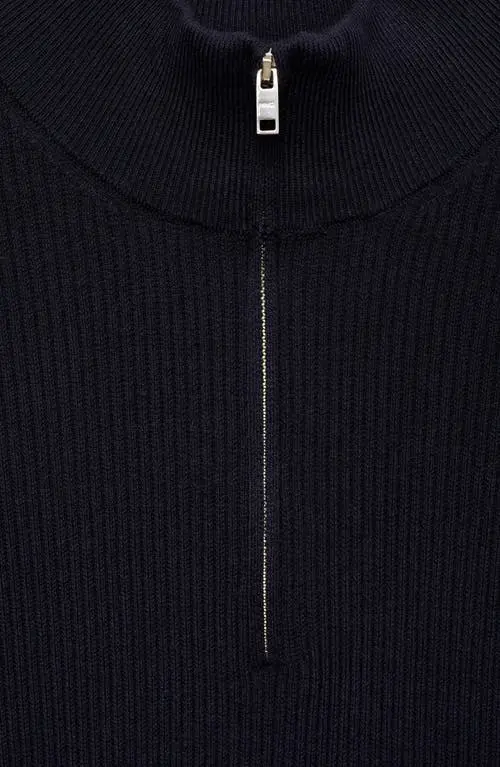 Mango Perkins Half-zip Sweater - Dark Navy