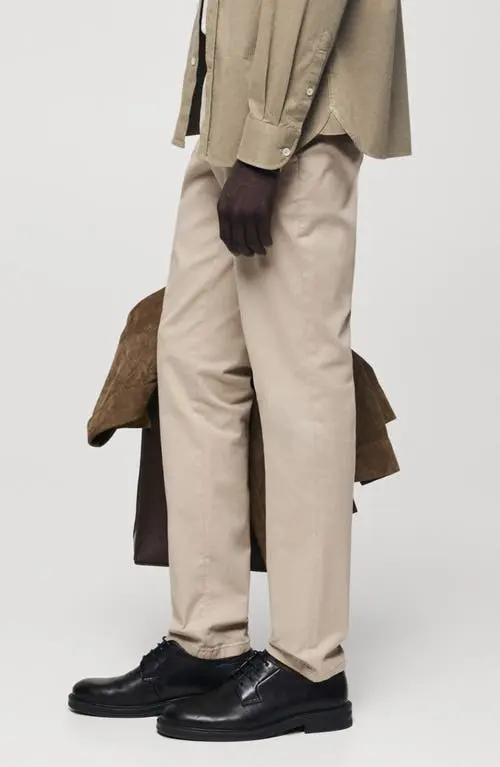 Mango Serge Slim Fit Chino Pants - Sand